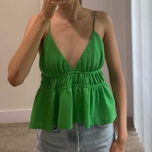 Zara | Tops | Zara Green Ruffle Top | Poshmark